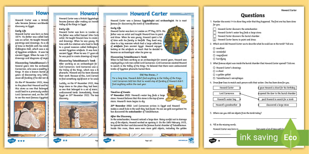 Howard Carter Reading Comprehension | Differentiated