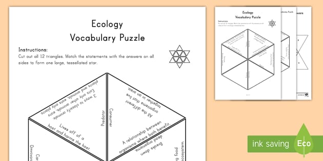 Ecology Vocabulary Puzzle Vocabulary Puzzle (teacher made)