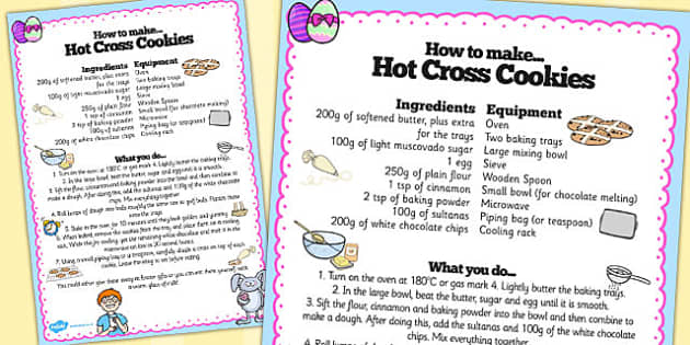 Hot Cross Cookies Recipe Sheet (teacher made) - Twinkl