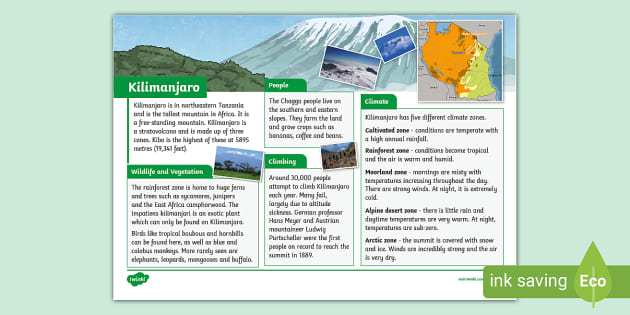 Kilimanjaro Fact File - Twinkl - KS2 (teacher made) - Twinkl