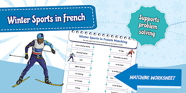 Winter Sports in French Matching Worksheet