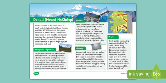 Denali Fact File - Twinkl - KS2 (l'enseignant a fait)