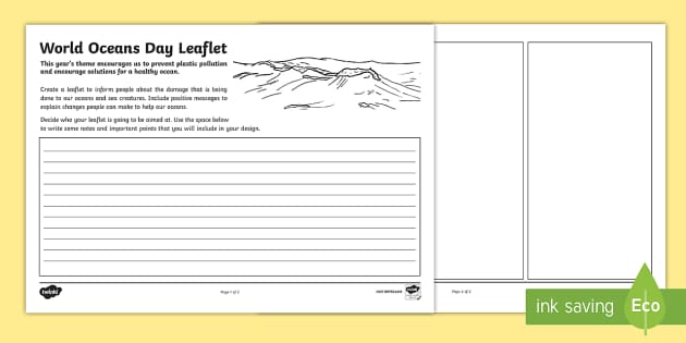 World Oceans Day Design a Leaflet Worksheet / Worksheets