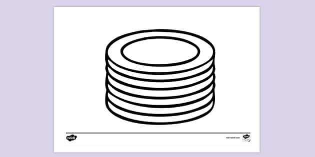 Stack of Plates Colouring Sheet | Colouring Sheets | Twinkl