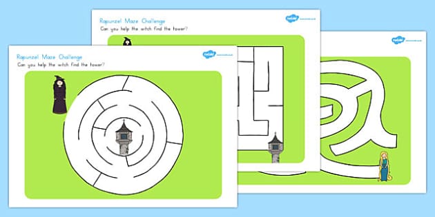 Rapunzel Differentiated Maze Worksheet / Worksheets - Twinkl