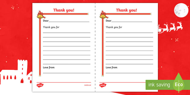 Christmas Thank You Template - Primary Resources
