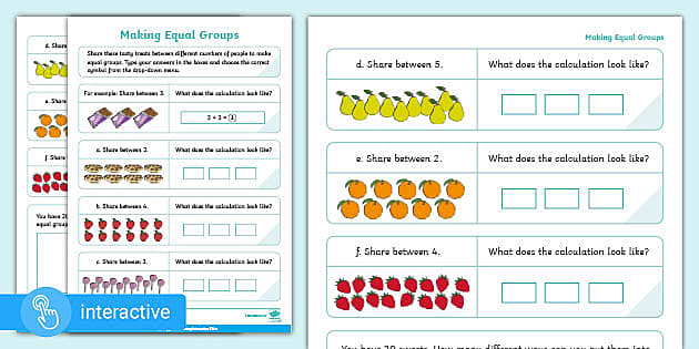  Interactive PDF Y2 WRM Making Equal Groups Twinkl