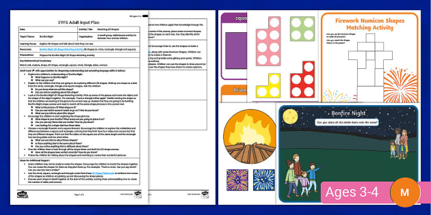 EYFS Bonfire Night Matching 2D Shapes Adult Input Plan