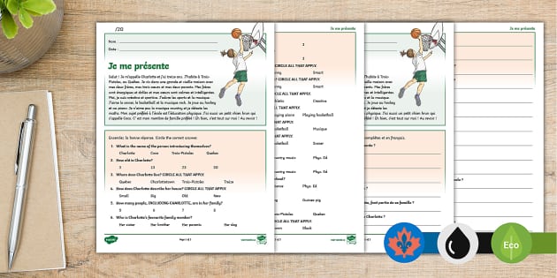 Je me présente Core French Reading - Twinkl