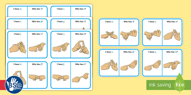 I Have Who Has BSL Alphabet Signs Card Game (teacher made)