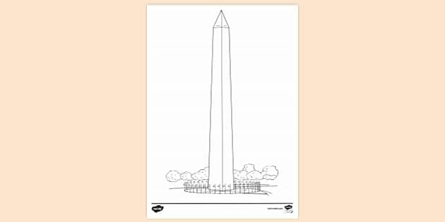 George Washington Memorial Statue Colouring Sheets - Twinkl