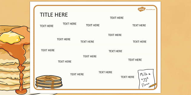 Pancake Day Themed Editable Word Mat (teacher made)