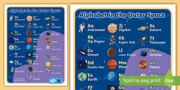Outer Space Theme Alphabet Poster | Philippines | Twinkl