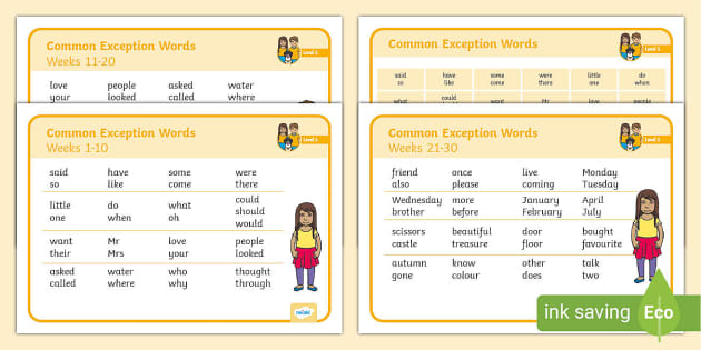 Level 5 Phonics Common Exception Words Mat - Primary - KS1