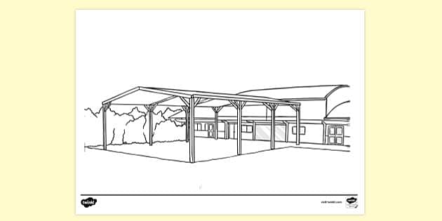 Australian School Undercover Area Colouring Sheet - Twinkl