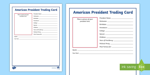 President Trading Cards Project | Twinkl Resources - Twinkl