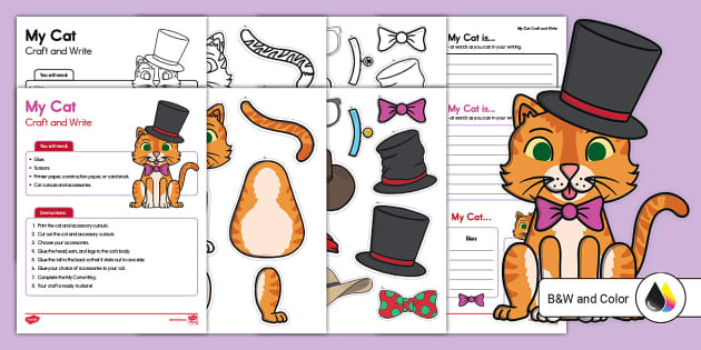 My Cat Craft and Write -at Word Family Activity - Twinkl