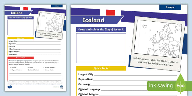 KS2 Iceland Research Activity - Geography (teacher made)
