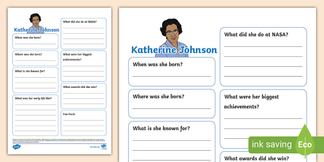 Katherine Johnson Fact File Template, Hidden Figures