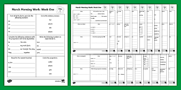 Fourth Grade March Morning Work Bundle - Twinkl