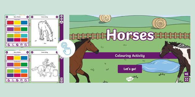 Horses Interactive Colouring (teacher made) - Twinkl