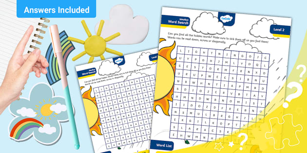 Weather Themed Fun Word Search Puzzle - Kids Puzzles