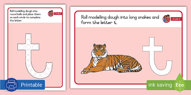Gr. R Phonics Letter T Modelling Dough Playmats - Twinkl