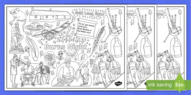 Burns Night Doodle Colouring Pages (teacher made) - Twinkl