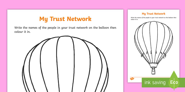My Trust Network Balloon-Themed Worksheet (teacher made)