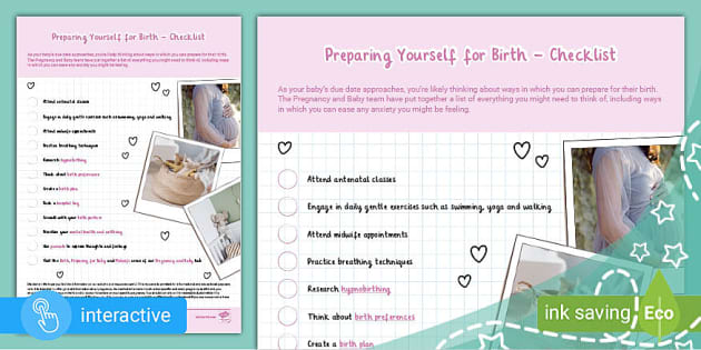 FREE! - Preparing Yourself for Birth - Checklist - Twinkl