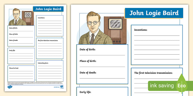 John Logie Baird Fact File Template (teacher made) - Twinkl