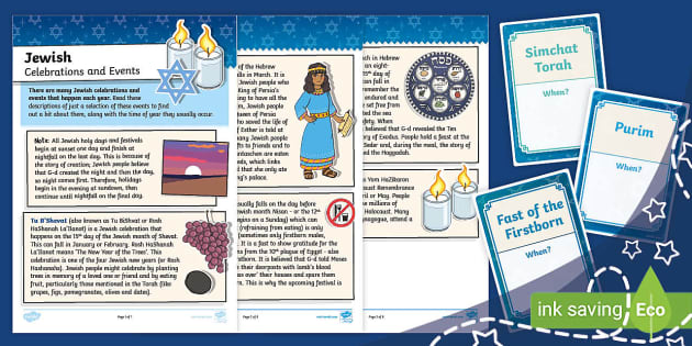 My Calendar of Jewish Celebrations and Events (Ages 5 - 7)