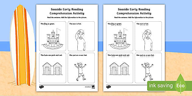 Seaside-Themed Phase 4 EYFS Reading Comprehension Activity