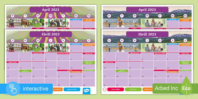 FREE! - Calendr Digwyddiadau Mis Ebrill/April Events Calendar 2023
