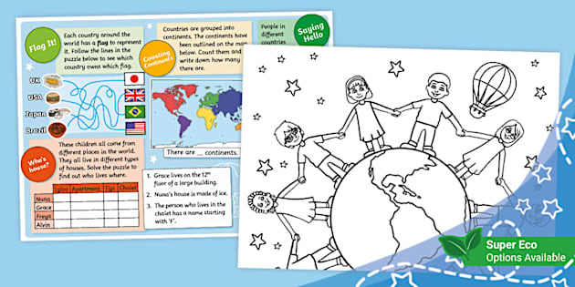 Around the World Tiny Activity Mat Age 3 - 5 - Twinkl