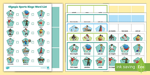 Summer Olympics Sports Bingo Indonesian (Teacher-Made)