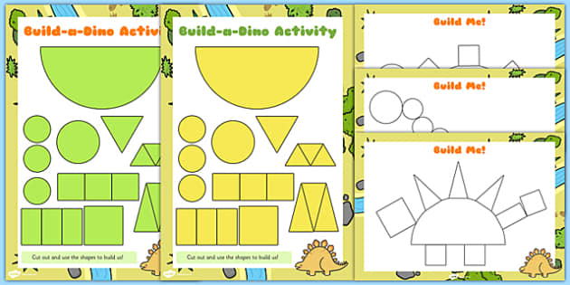 FREE! - Build a Shape Dinosaur Activity (teacher made)