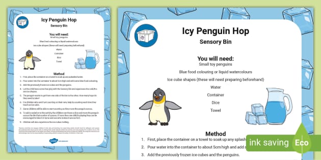 Icy Penguin Hop Sensory Bin (teacher made) - Twinkl