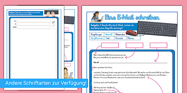 Eine E-Mail schreiben - Arbeitsblatt (professor feito) Eine E-Mail schreiben - Arbeitsblatt (professor feito)
