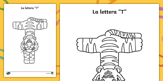 Poster della lettera T da colorare (teacher made) - Twinkl