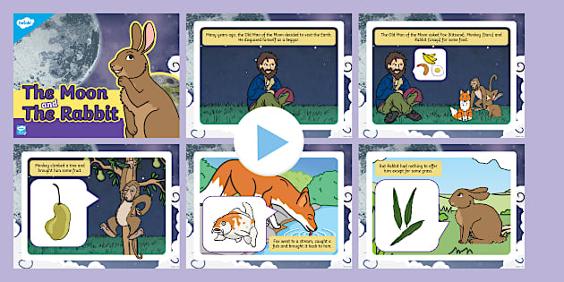 The Moon and The Rabbit Story PowerPoint - Twinkl