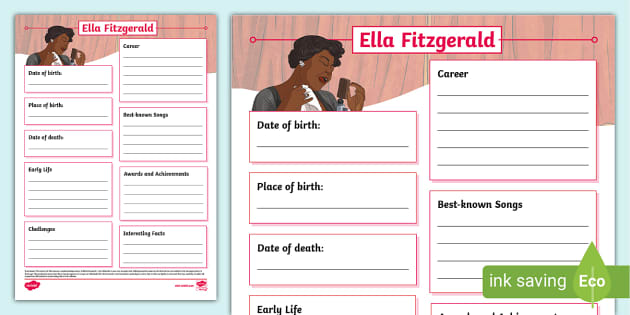 Ella Fitzgerald Fact File Template (teacher made) - Twinkl