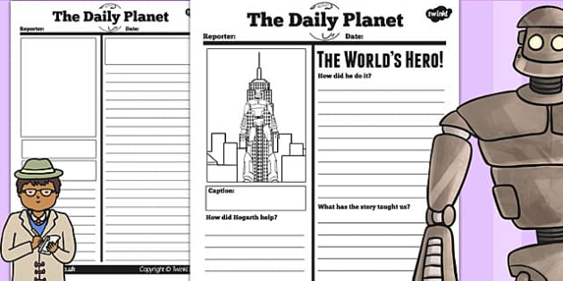 The Iron Man Newspaper Report Differentiated Worksheets - story