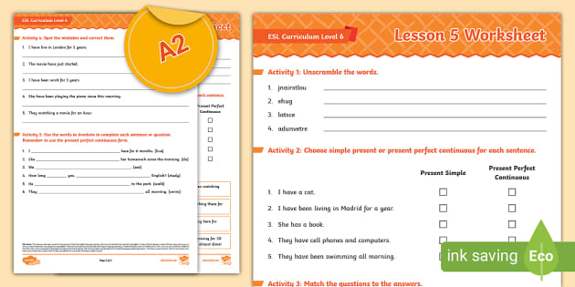 ESL Curriculum Level 6, Lesson 5 Interactive Worksheet