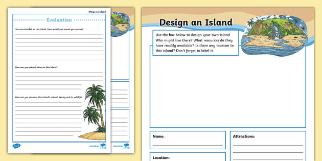 Design an Island Worksheet (teacher made) - Twinkl
