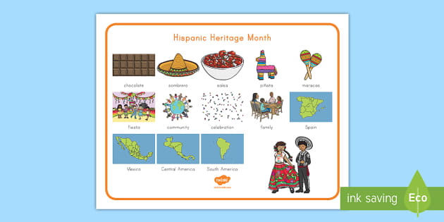 Hispanic Heritage Month Word Mat | Printable Vocabulary List