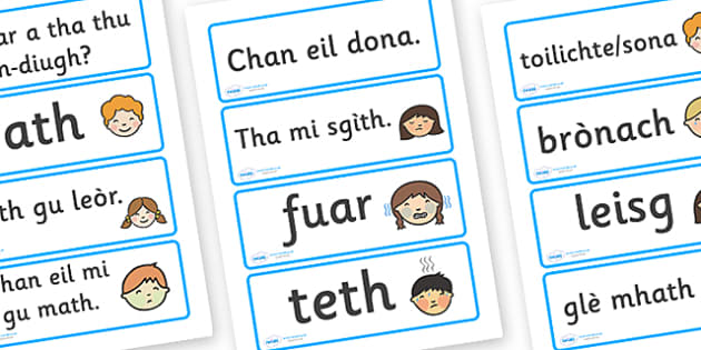 Scottish Gaelic Feelings Cards (teacher made) - Twinkl
