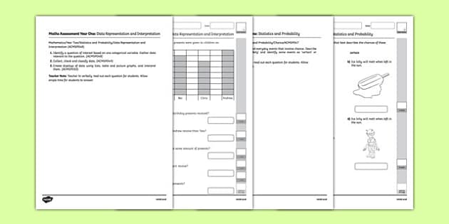 Year Two Statistics and Probability Assessment Pack-Australia