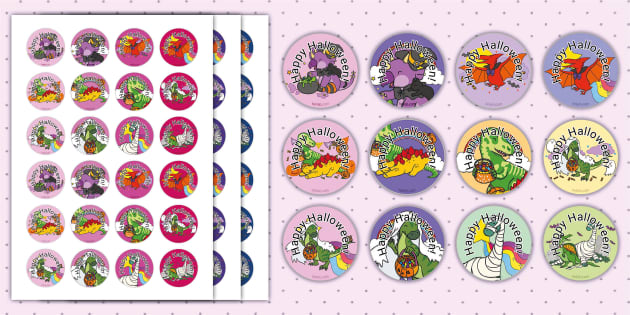 Halloween Dinosaur Stickers | 'Happy Halloween' | Cute Colours