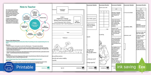Grade 4 English Term 3 Project Writing South Africa